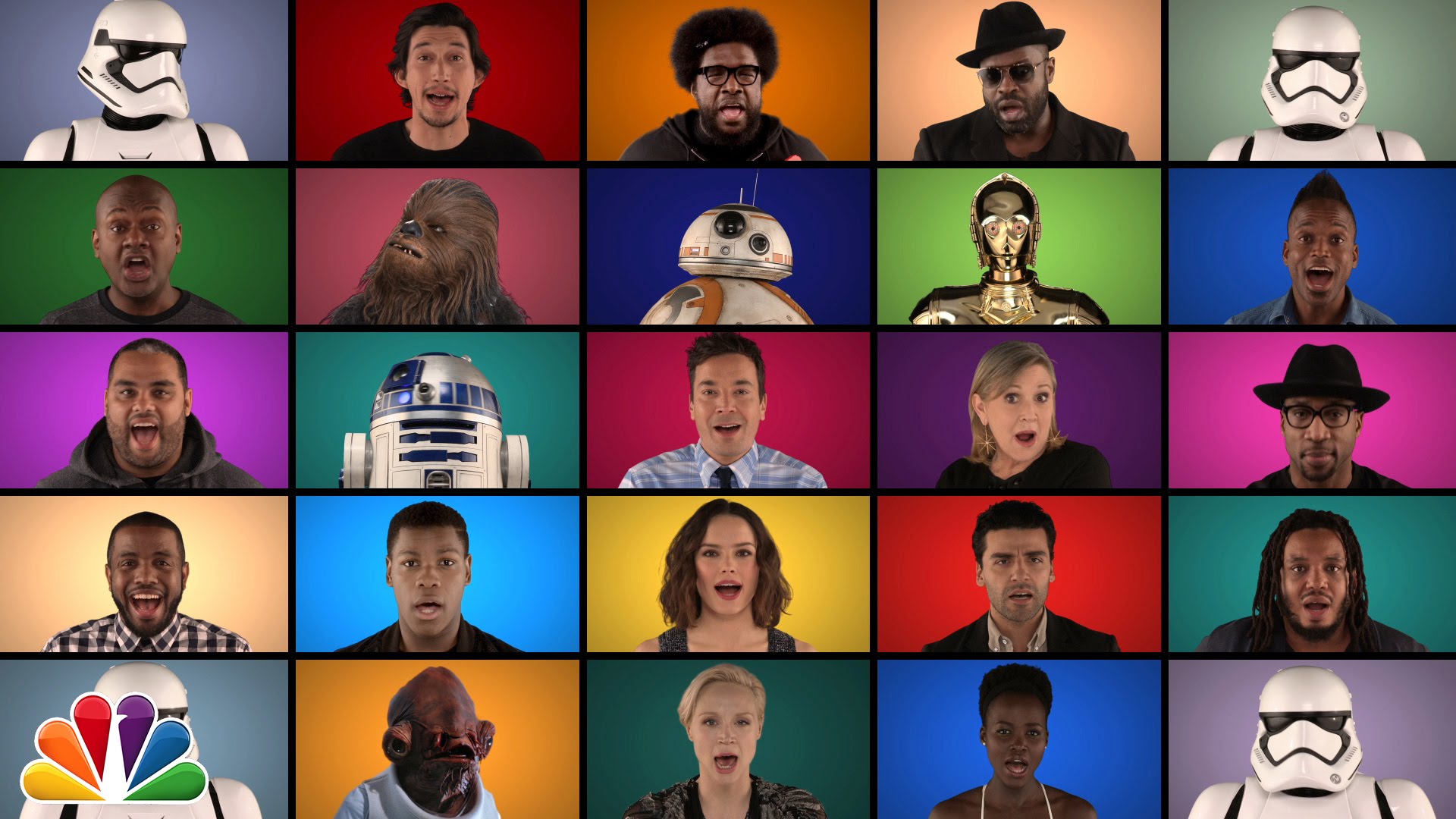 Jimmy Fallon e o elenco do novo Star Wars cantam o tema do filme em ...